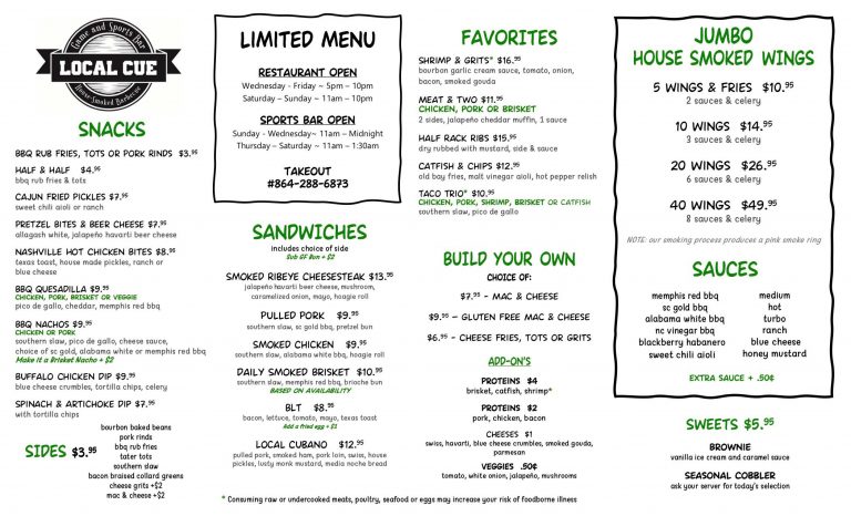 Local Cue Sports Bar or Family Restaurant in Greenville - Destination BBQ