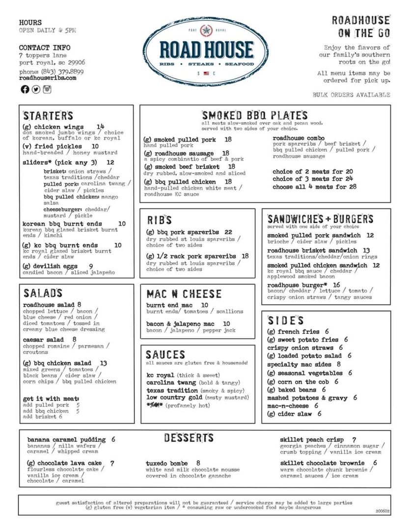 Roadhouse BBQ Restaurant in Port Royal, SC - Destination BBQ