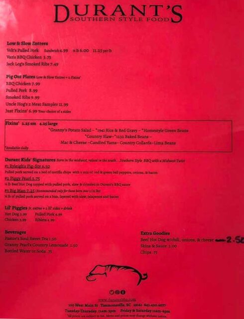 Durant's Southern Style Foods ****Permanently Closed*** in Timmonsville ...