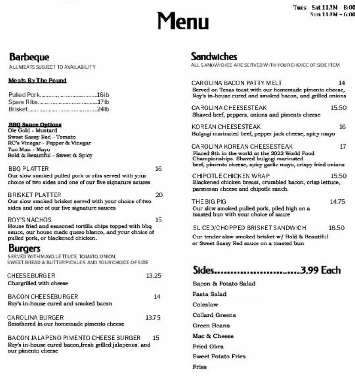 Roy's Grille in Irmo, SC - Destination BBQ